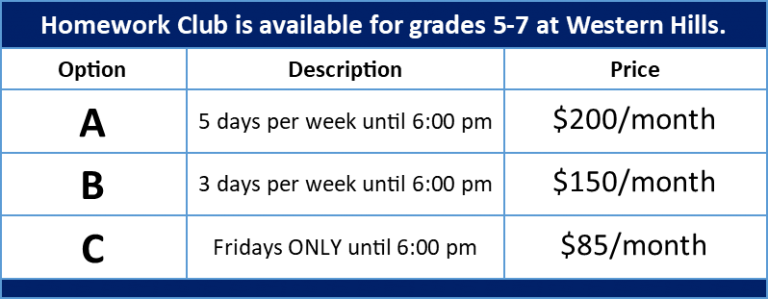 Western Hills homework 20-21 pricing chart - Great Hearts Western Hills ...